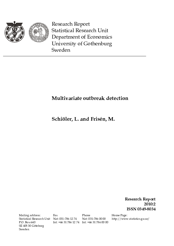 Pdf Multivariate Outbreak Detection