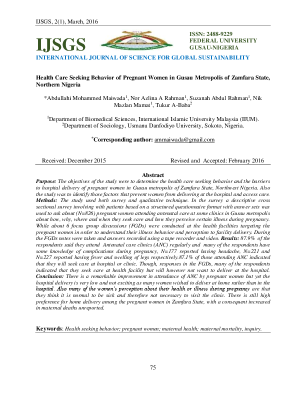 (PDF) IJSGS INTERNATIONAL JOURNAL OF SCIENCE FOR GLOBAL SUSTAINABILITY ...