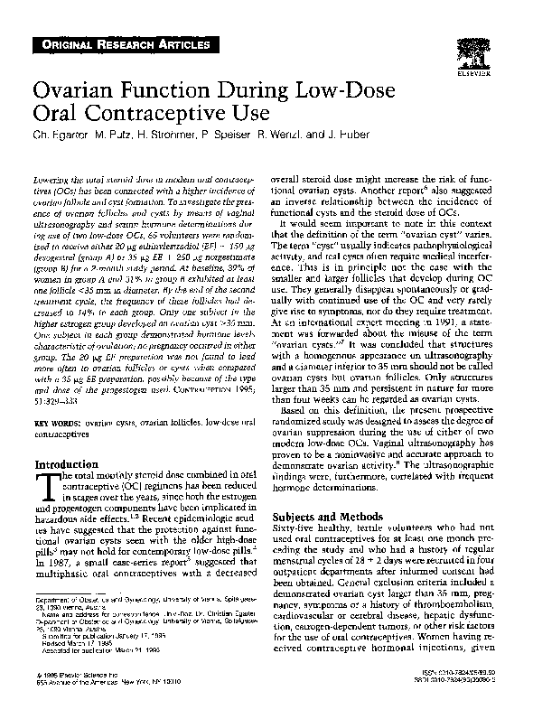 (PDF) Ovarian function during low-dose oral contraceptive use