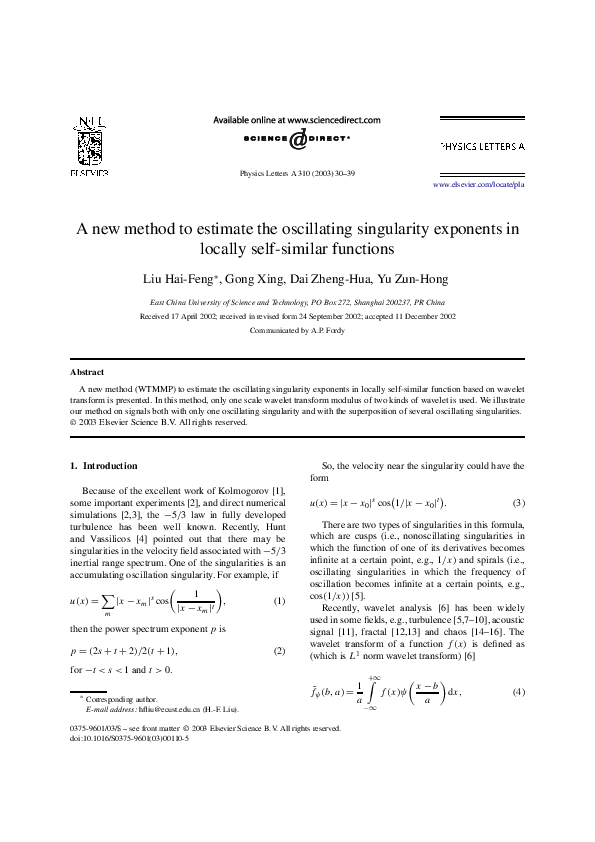 Pdf A New Method To Estimate The Oscillating Singularity Exponents In Locally Self Similar
