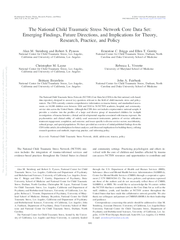 (PDF) The National Child Traumatic Stress Network Core Data Set ...