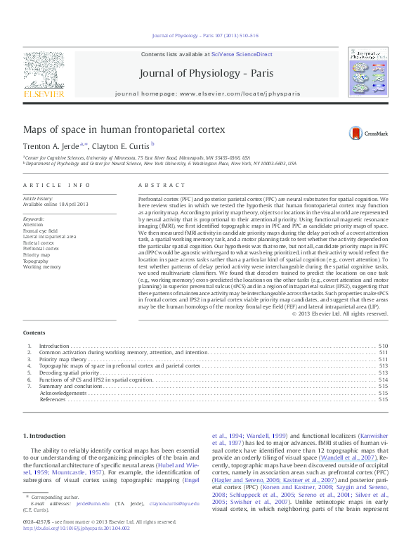 (PDF) Maps of space in human frontoparietal cortex