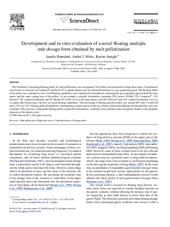 (PDF) Development and in vitro evaluation of a novel floating multiple ...