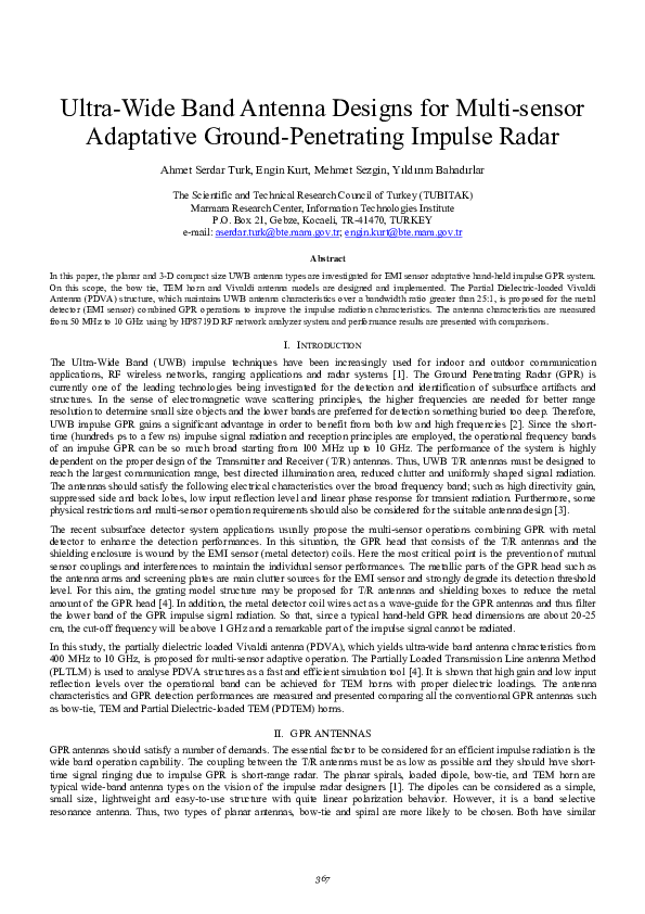 (PDF) Ultra-Wide Band Antenna Designs for Multi-sensor Adaptative ...