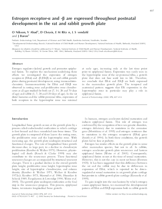 (PDF) Estrogen receptor- and - are expressed throughout postnatal ...