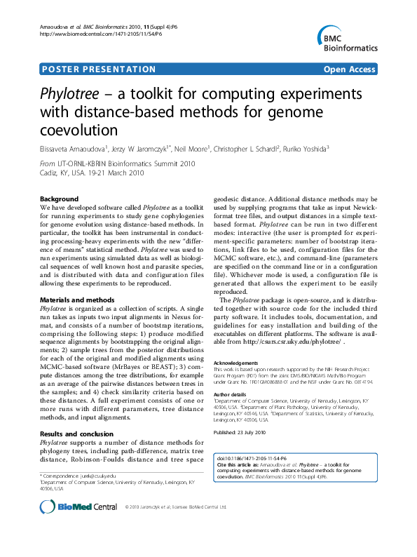 (PDF) Phylotree – a toolkit for computing experiments with distance ...