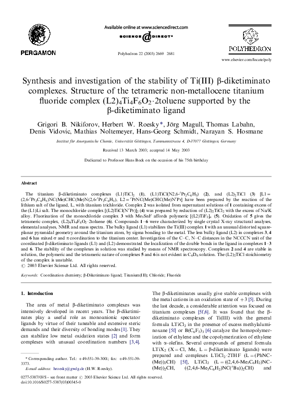 (PDF) Synthesis and investigation of the stability of Ti(III) β ...