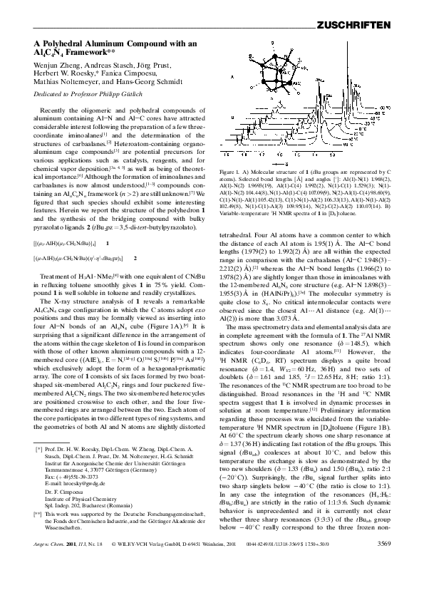 (PDF) A Polyhedral Aluminum Compound with an Al4C4N4 Framework