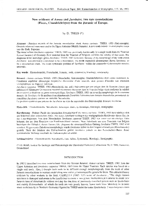 (PDF) Thies, D. (1993): New evidence of Annea and Jurobatos, two rare ...