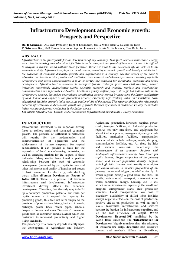 (PDF) Infrastructure Development and Economic growth: Prospects and ...