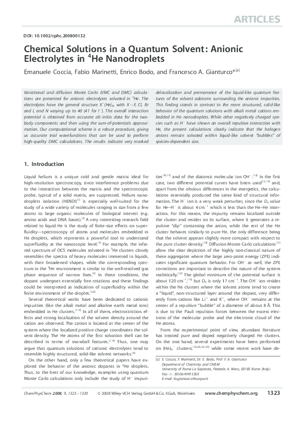(PDF) Chemical Solutions in a Quantum Solvent: Anionic Electrolytes ...