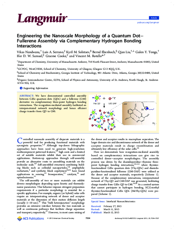 (PDF) Engineering the Nanoscale Morphology of a Quantum Dot–Fullerene ...