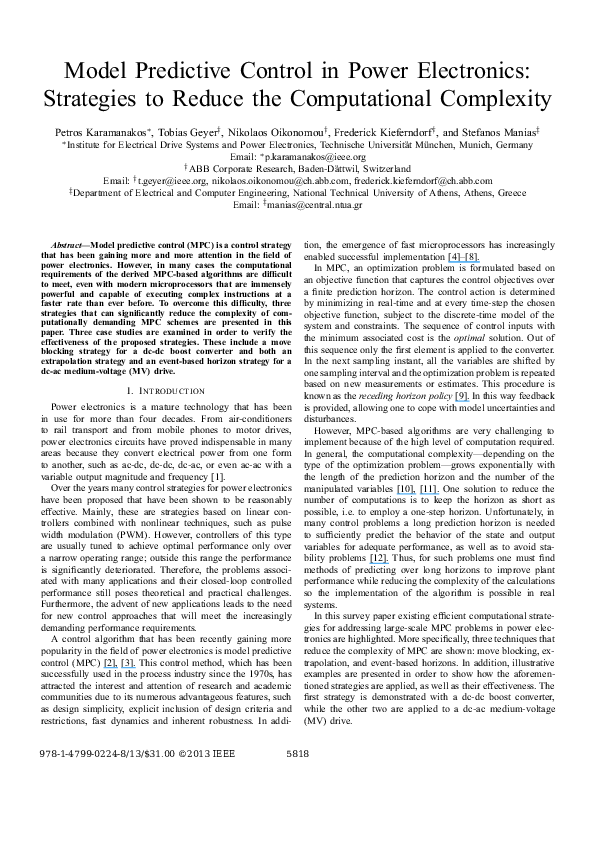 Pdf Model Predictive Control In Power Electronics A Hybrid Systems Approach