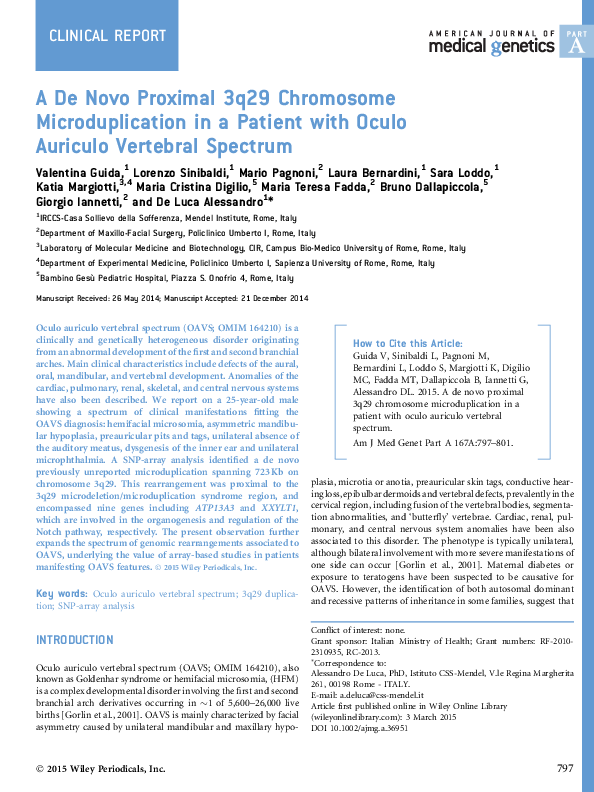 (PDF) A de novo proximal 3q29 chromosome microduplication in a patient ...