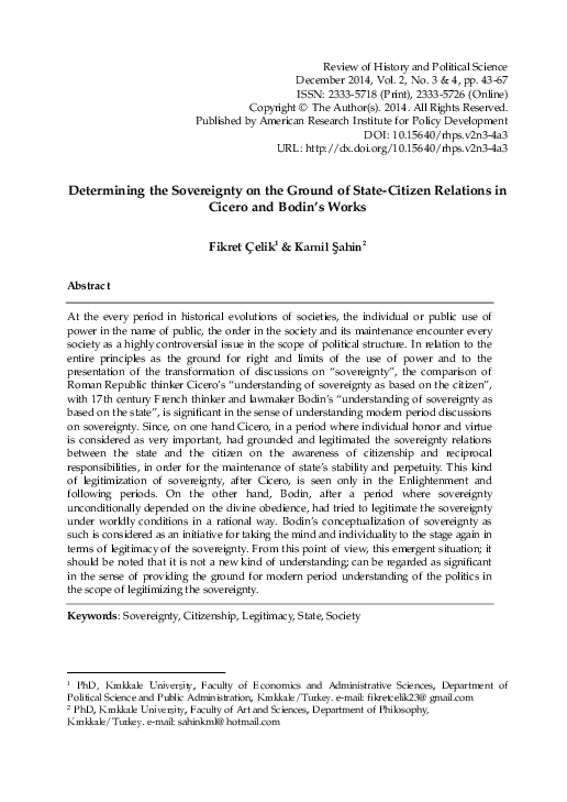 (PDF) Determining the Sovereignty on the Ground of State-Citizen ...