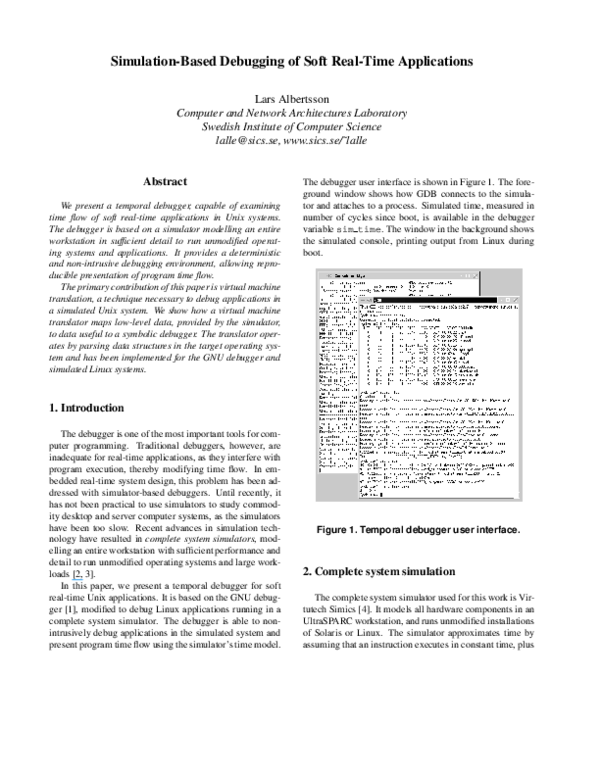 (PDF) Simulation-Based Debugging of Soft Real-Time Applications