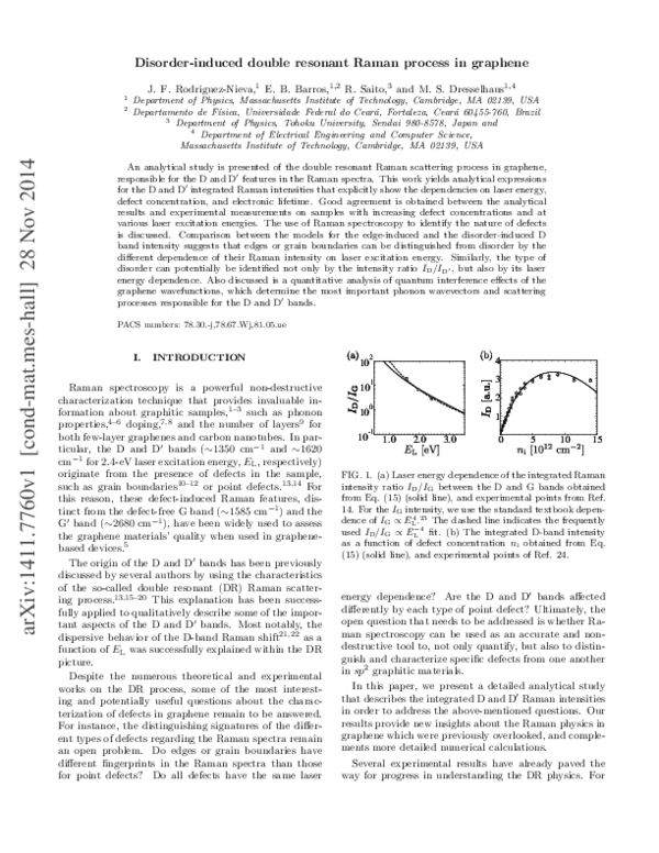 (PDF) Disorder-induced double resonant Raman process in graphene ...