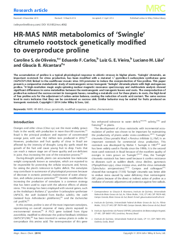 (PDF) HR-MAS NMR metabolomics of ‘Swingle’ citrumelo rootstock ...