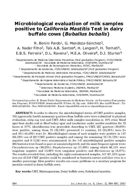 (PDF) Microbiological evaluation of milk samples positive to California ...