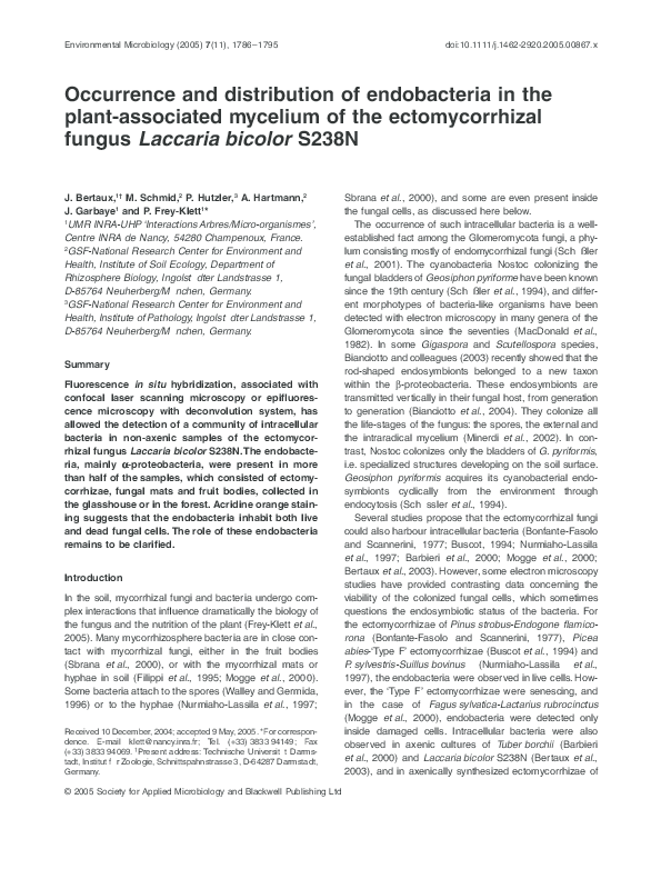 (PDF) Occurrence and distribution of endobacteria in the plant ...