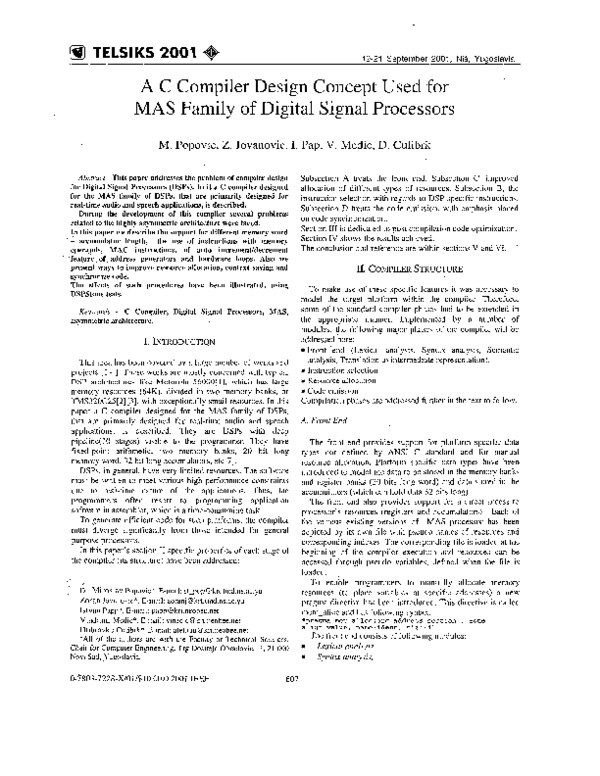 (PDF) A C compiler design concept used for MAS family of digital signal ...
