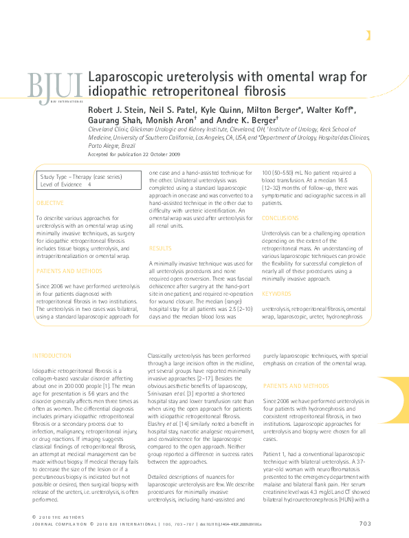 (PDF) Laparoscopic ureterolysis with omental wrap for idiopathic ...