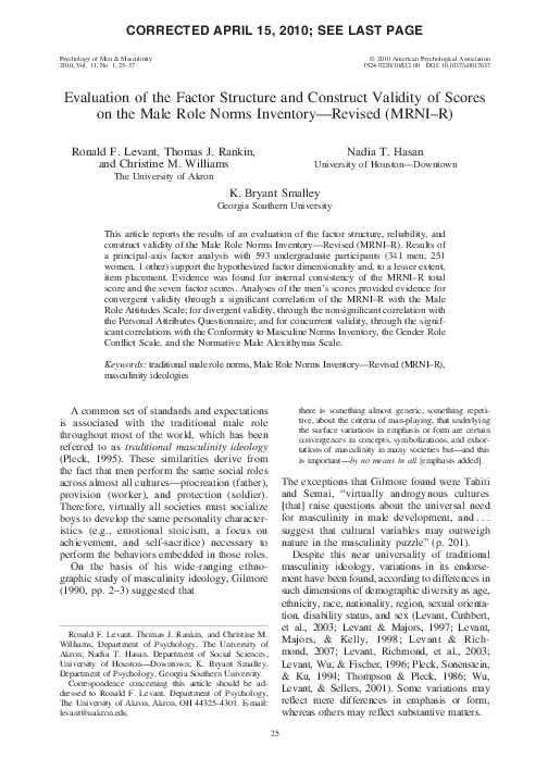 (PDF) Evaluation of the factor structure and construct validity of ...
