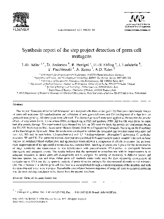 (PDF) Synthesis report of the step project detection of germ cell ...