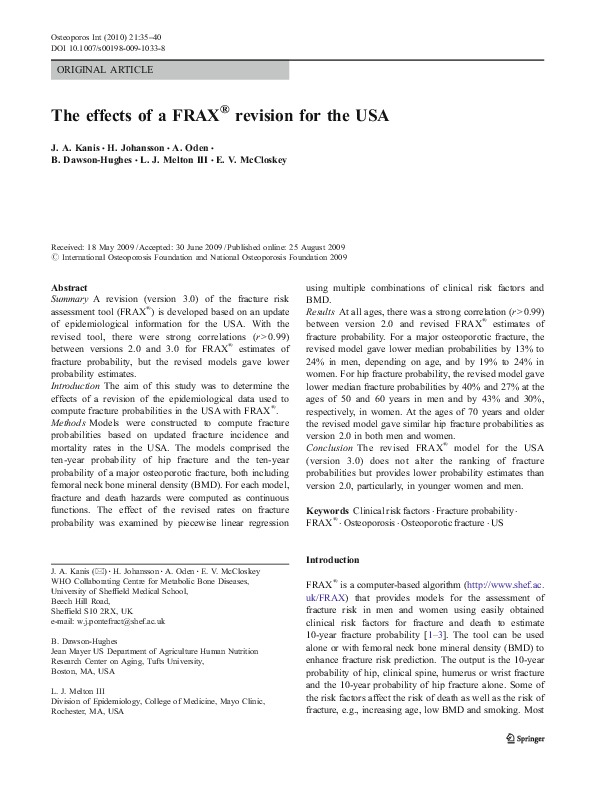 (PDF) The effects of a FRAX® revision for the USA