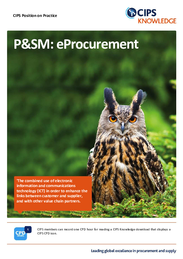 (PDF) CIPS Position on Practice P&SM: eProcurement