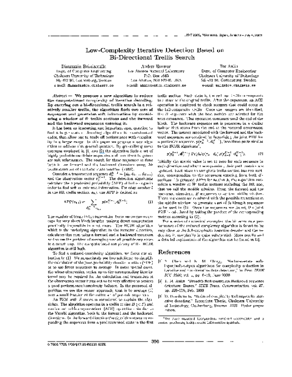 Pdf Low Complexity Iterative Detection Based On Bi Directional Trellis Search 1908