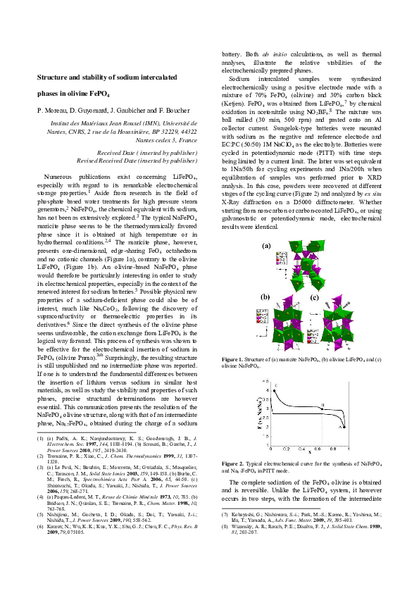 (PDF) Structure and stability of sodium intercalated phases in olivine ...