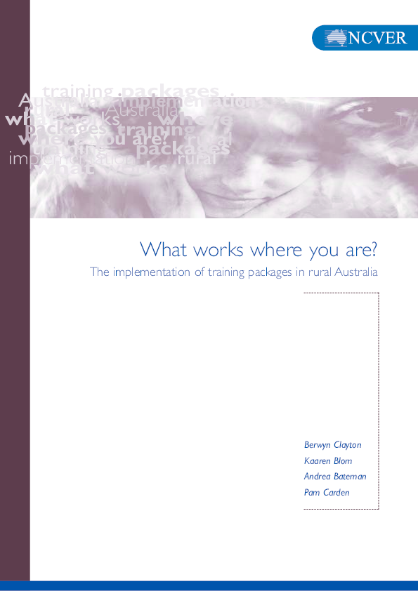 (PDF) What works where you are? the implementation of training packages ...