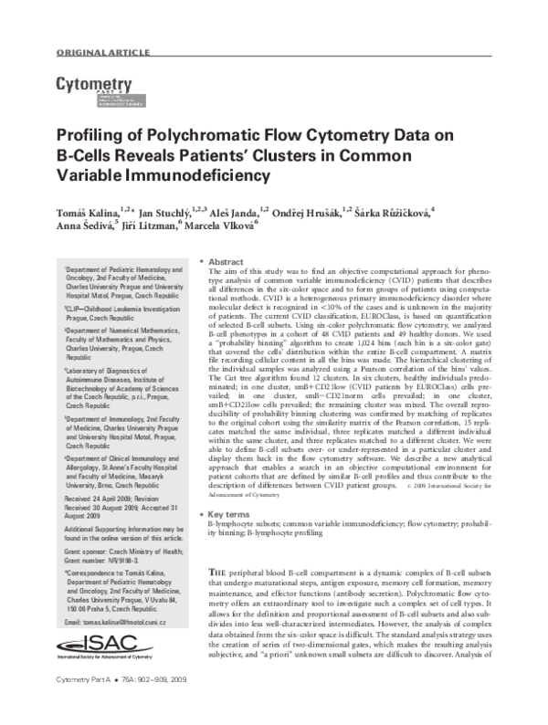 (PDF) Profiling of polychromatic flow cytometry data on B-cells reveals ...