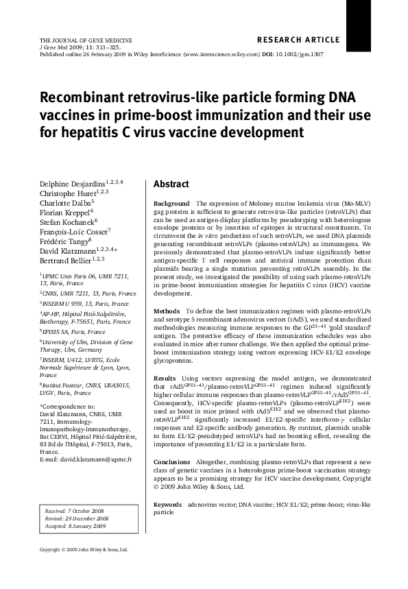 (PDF) Recombinant retrovirus-like particle forming DNA vaccines in ...