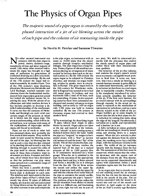 (PDF) The Physics of Organ Pipes