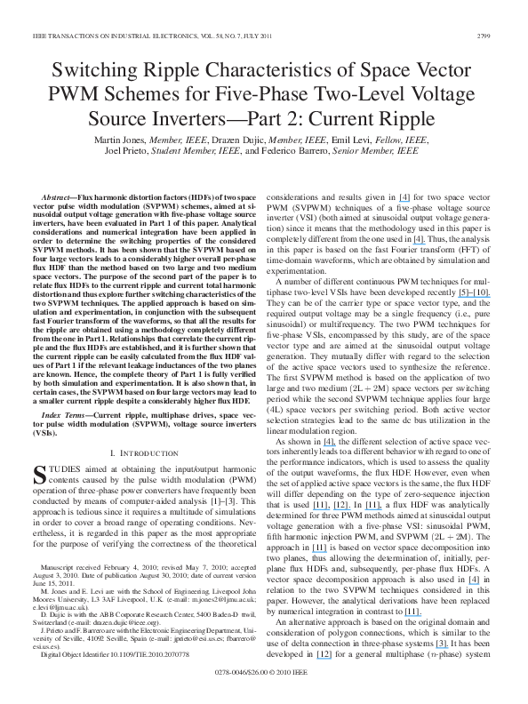 (PDF) Switching Ripple Characteristics of Space Vector PWM Schemes for Five-Phase Two-Level ...