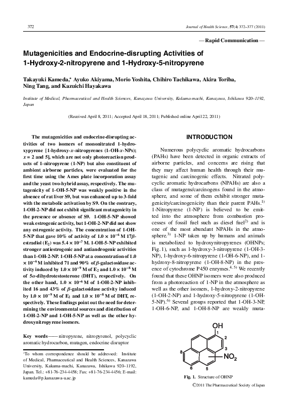 (PDF) Mutagenicities and Endocrine-disrupting Activities of 1-Hydroxy-2 ...