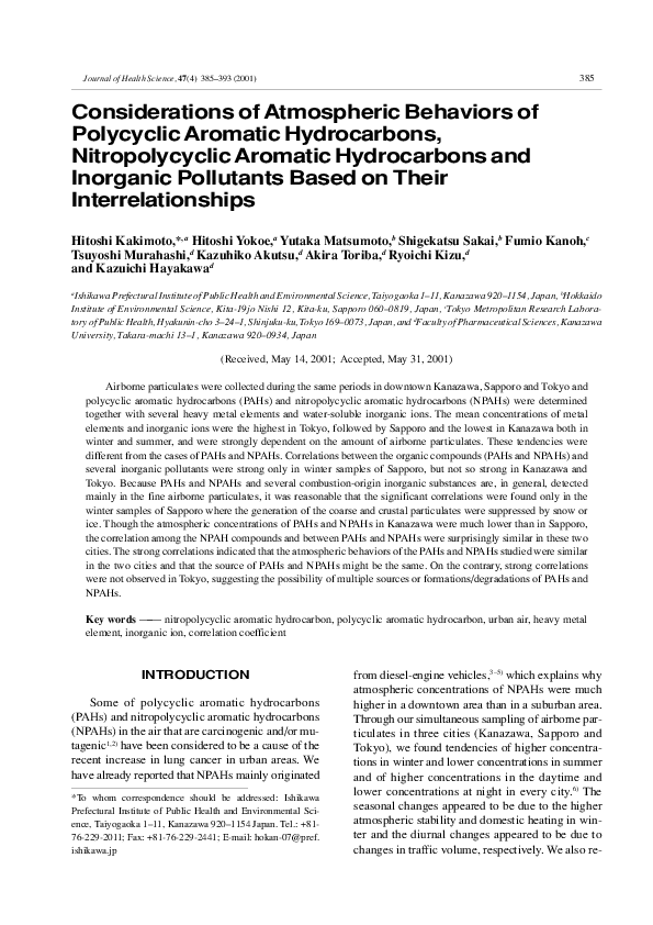 (PDF) Considerations of Atmospheric Behaviors of Polycyclic Aromatic Hydrocarbons ...