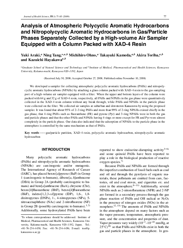 (PDF) Analysis of Atmospheric Polycyclic Aromatic Hydrocarbons and Nitropolycyclic Aromatic ...