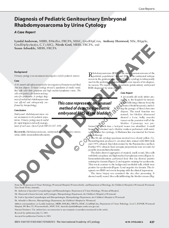 (PDF) Diagnosis of Pediatric Genitourinary Embryonal Rhabdomyosarcoma ...
