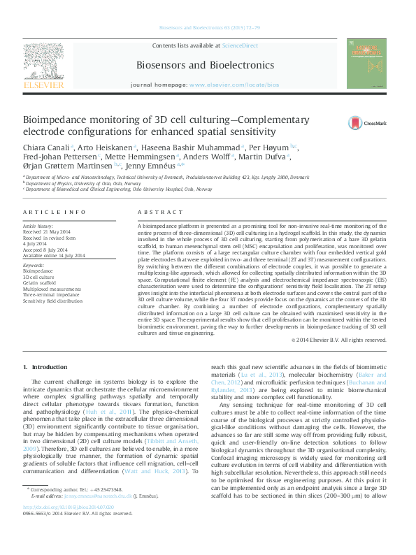 (PDF) Bioimpedance monitoring of 3D cell culturing—Complementary ...