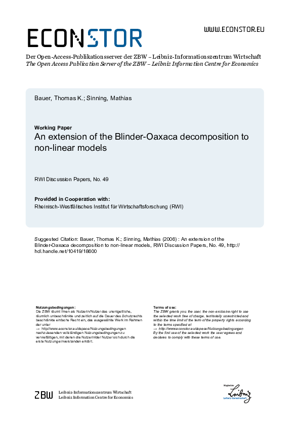 (PDF) An extension of the Blinder–Oaxaca decomposition to nonlinear models