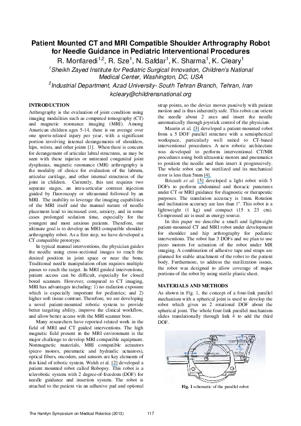 (PDF) Patient Mounted CT and MRI-Compatible Shoulder Arthrography Robot ...