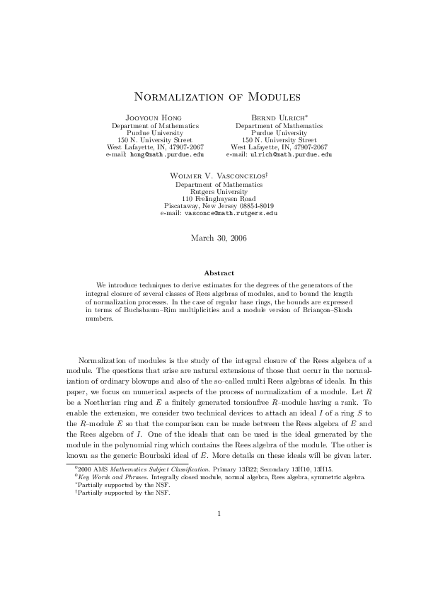 (PDF) Normalization of modules