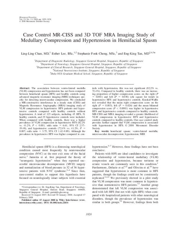 (PDF) Case control MR-CISS and 3D TOF MRA imaging study of medullary ...