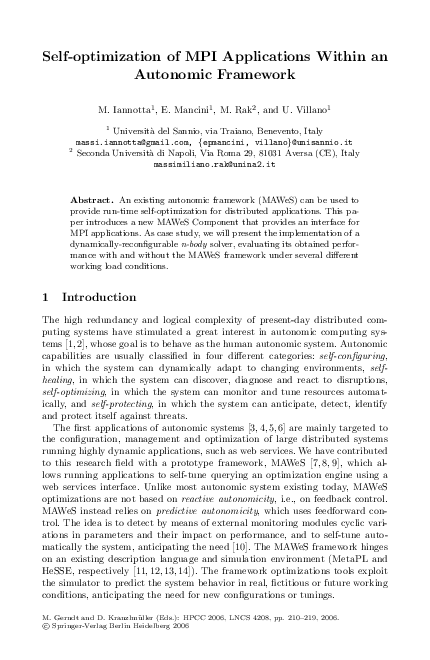 Pdf Self Optimization Of Mpi Applications Within An Autonomic Framework