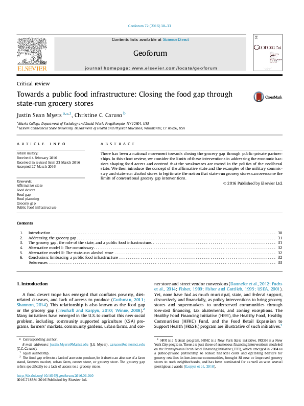 (PDF) Towards a public food infrastructure: Closing the food gap ...