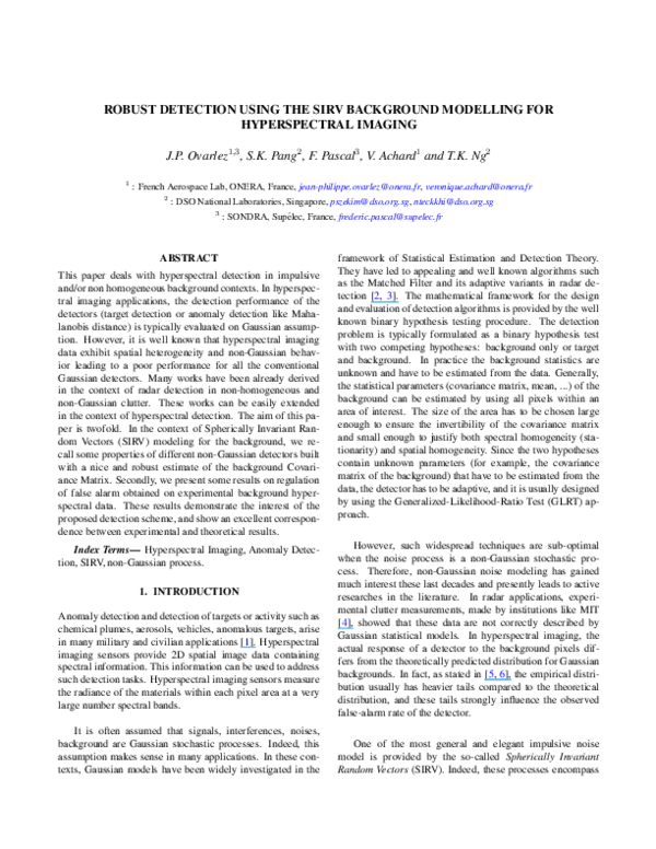 Pdf Robust Detection Using The Sirv Background Modelling For