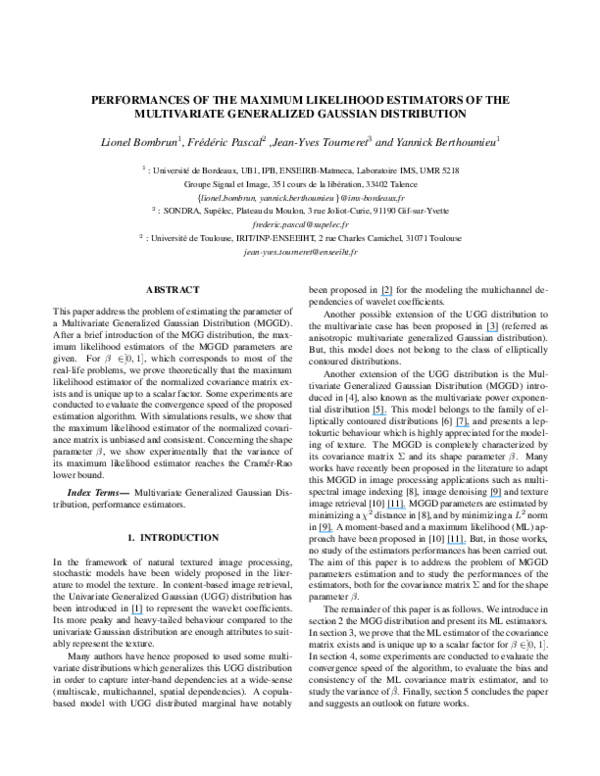 Pdf Performance Of The Maximum Likelihood Estimators For The Parameters Of Multivariate